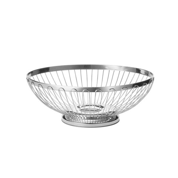 Oval Stainless Steel Regent Basket - 7" x 6" x 2 3/4" / Tablecraft
