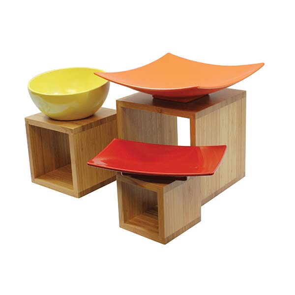 3 Piece Square Bamboo Riser Set with 5", 7", and 9" Squares / Tablecra